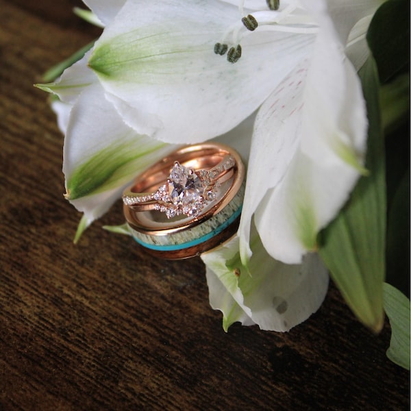 Vintage Art Deco Bridal Set, 2.80 TCW Moissanite Engagement Ring Set ...