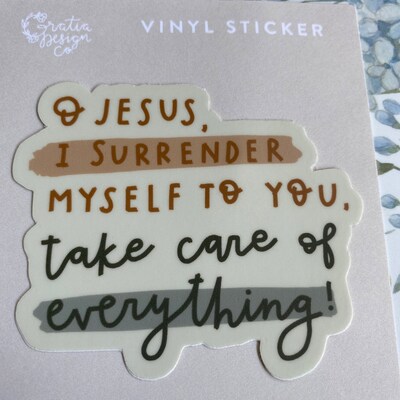 Jesus I Surrender Sticker, Jesus Sticker, Christian Sticker, Catholic ...