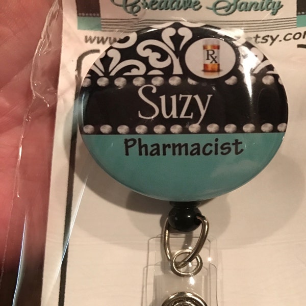 Pharmacist Badge Holder, Pharmd Badge, Nurse Badge, Swappable Topper ...