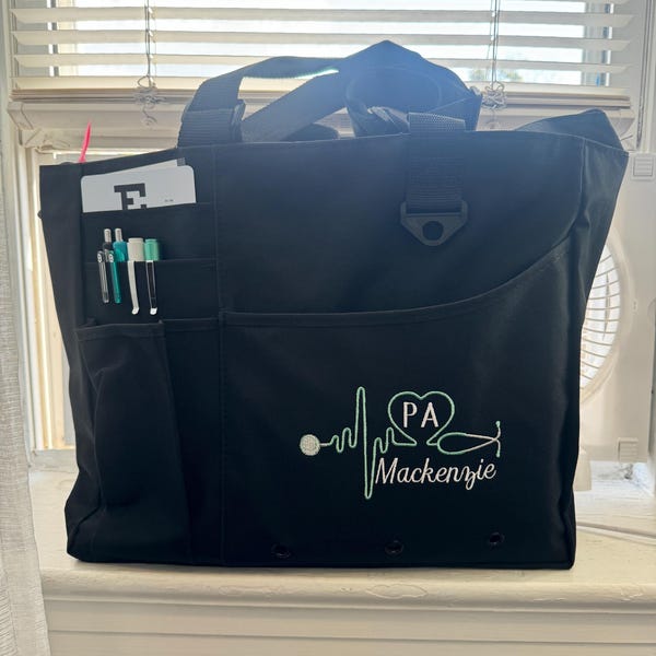 Large Tote With Name Embroidered Zippered Tote Bag Monogrammed Car Bag ...