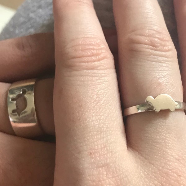 Turtle Dinosaur Promise Ring for Couples - Turtle Jewelry, Matching His ...