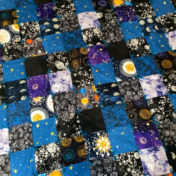 New Retro Multi-color Patchwork Quilt, Mauve, Yellow, Pink, Blue, White ...