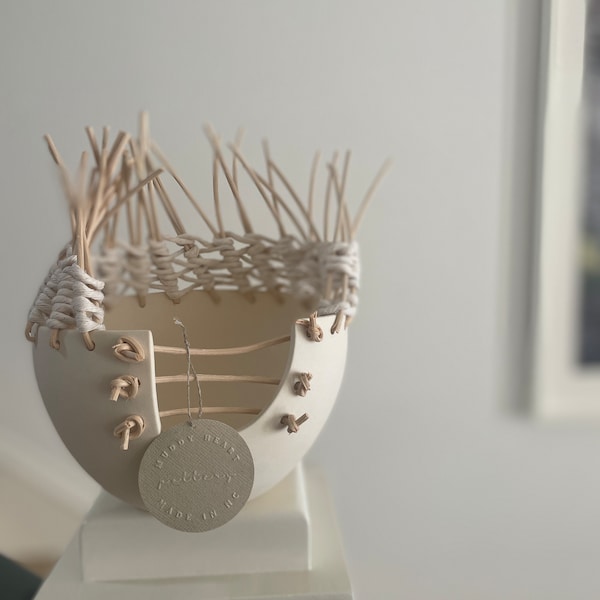 Woven Pottery Art Vessel Weaving Ceramic Art Organic Decor Wabi Sabi ...