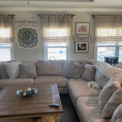 Linen Curtains Cottage Kitchen Ruffle Valance Simple Rustic French ...