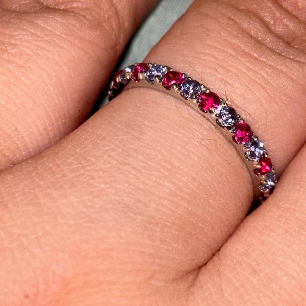 Full Eternity 2mm Alexandrite Ruby Engagement Ring Yellow Gold Wedding ...