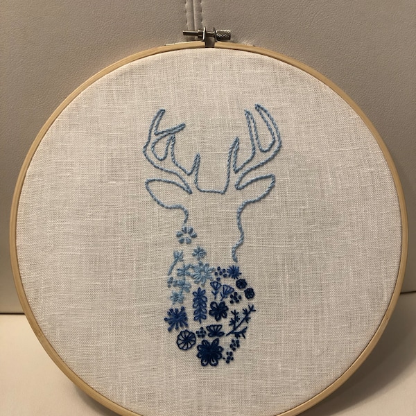 Stag Hand Embroidery Pattern, a Woodland Deer Design for Winter and the ...