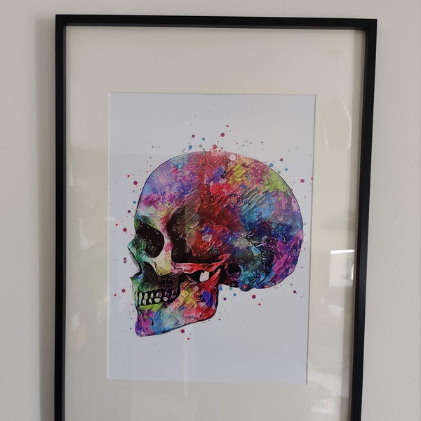 SKULL Watercolour Abstract Print - Etsy