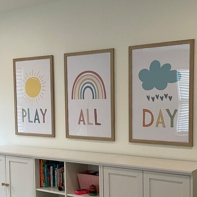 Play All Day Printable Set of 3, Lets Play Sign, Nursery Wall Art ...