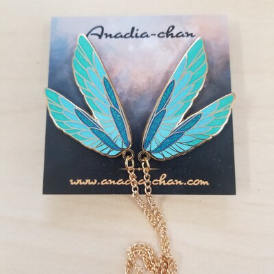 Fairy Wings Collar Pins Gold Plate Hard Enamel Pins W/ Chain Fantasy ...