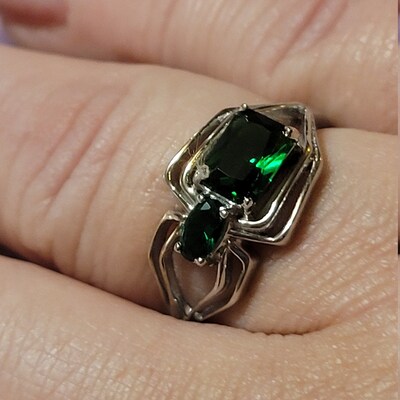 14kt Gold Over Emerald Spider Ring Victorian Jewelry Silver Spider Ring ...