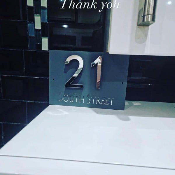 Acrylic Duckegg Blue Address Sign/a5 Door Number Plaque/ Modern Address ...