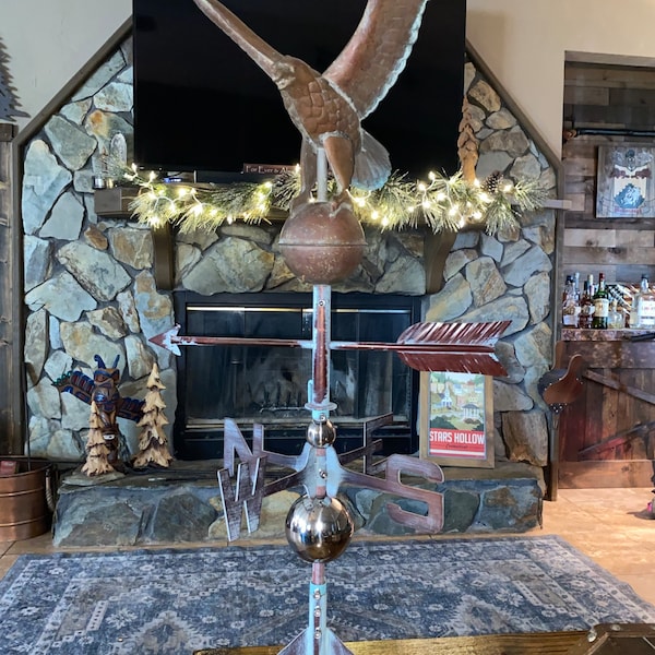 LARGE Handcrafted 3D 3-dimensional CRANE --- HERON Weathervane Copper ...