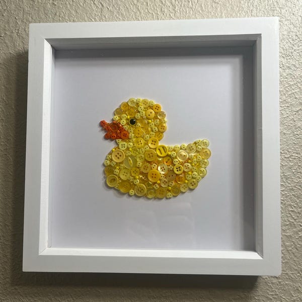 Rubber Duck Button Art: Framed Nursery Wall Decor, Yellow Duckling ...