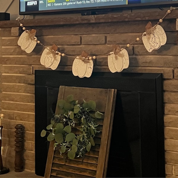 Angel Wooden Garland Buntings With Beads, Farmhouse Christmas Decor ...