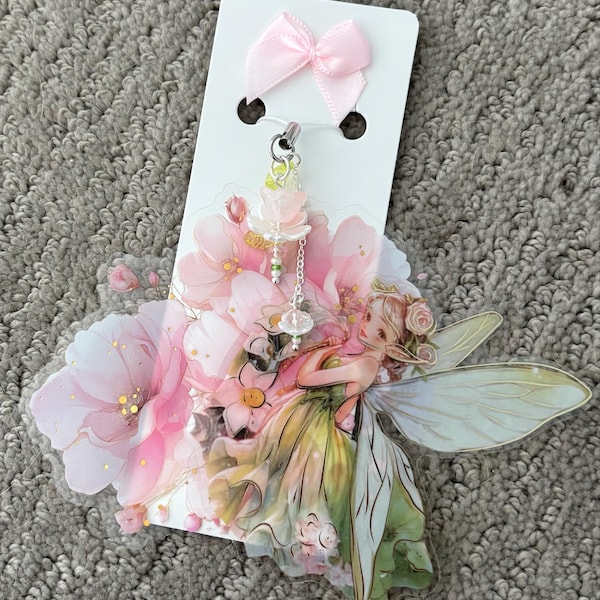 Pink Lotus Flower Phone Charm: Beaded Fairycore Kawaii Strap - Etsy