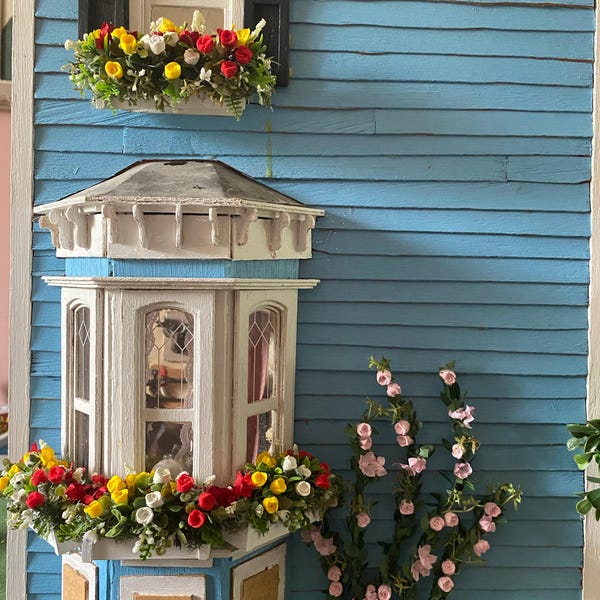 Miniature Draping Rose Window Box/polymer Roses/draping Greenery/6 ...