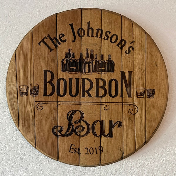 Reclaimed Oak Bourbon Barrel HEAD Sign - Recycled Whiskey Barrel Lid ...
