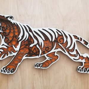 Multilayer Laser Cut File TIGER Dxf File, Laser Cut File Wooden Wall ...