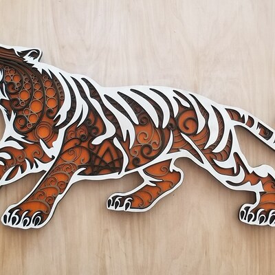 Multilayer Laser Cut File TIGER Dxf File, Laser Cut File Wooden Wall ...