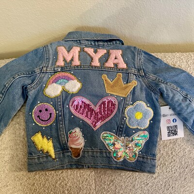 Personalized Girls Denim Jacket, Crystal Jacket, Name Jacket, Custom ...