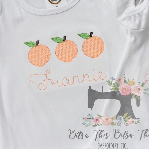 Mini Peach Vintage Embroidery Sketch Design Georgia Peach Atlanta Home ...