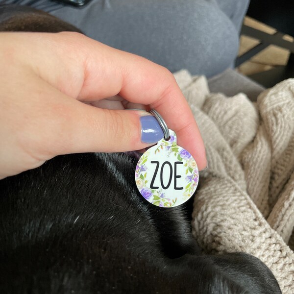 Purple Dog Tag, Personalized Pet Tag, Bone Shaped Dog Tag, Cat ID Tag ...