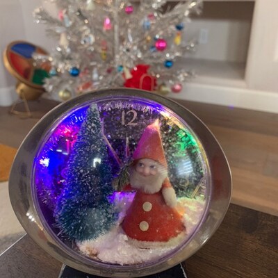 Sweet Little Vintage Elf Christmas Tree in Lighted Alarm Clock Decor - Etsy