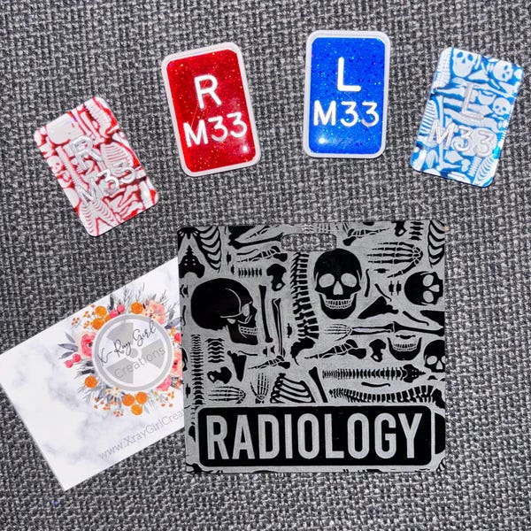 Red and Blue X-ray Marker Set - White Border Xray Markers - Solid Color ...