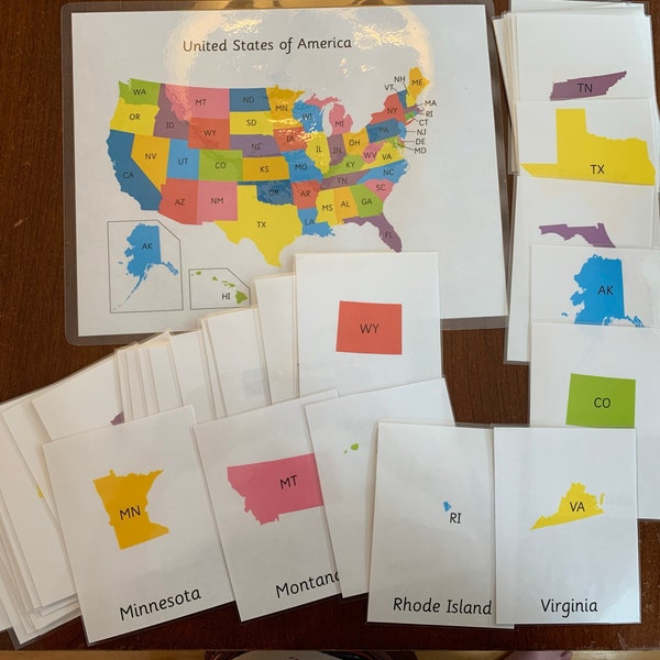 UNITED STATES MAPS • 153 Editable Montessori Cards • Flash Cards ...