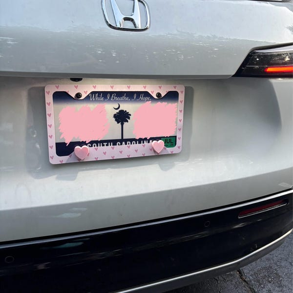 Pink Hearts License Plate Frame, Pink Funny Y2k Vehicle Accessories for ...