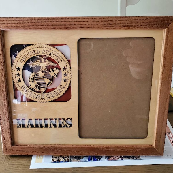 8x10 US Marine Laser Engraved Picture Frame With 5x7 Photo Opening and ...