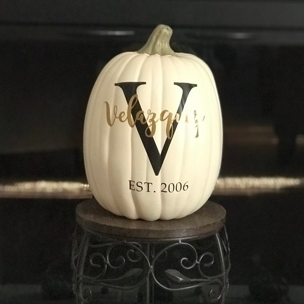 Last Name Personalized Vinyl Decal, Wedding Gift, Pumpkin Decal ...