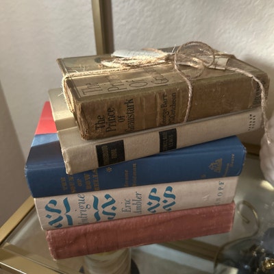 Set of 5 Vintage Books Customizable by Color Authentic Books Farmhouse ...