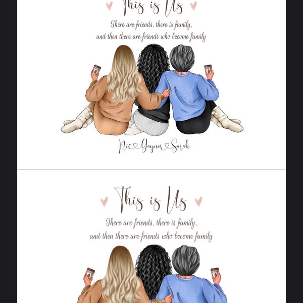 Best Friends Personalized Print, Custom 3 Friend Prints, Three Best ...