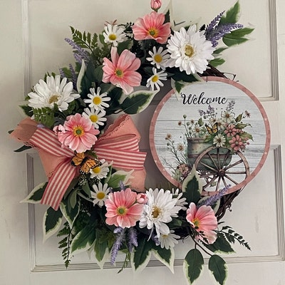 Bunny Face Wreath Sign, Metal Wreath Sign, Easter Wreath Sign, Round ...