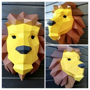 Lion Head Paper Craft, Digital Template, Origami, PDF Download DIY, Low ...