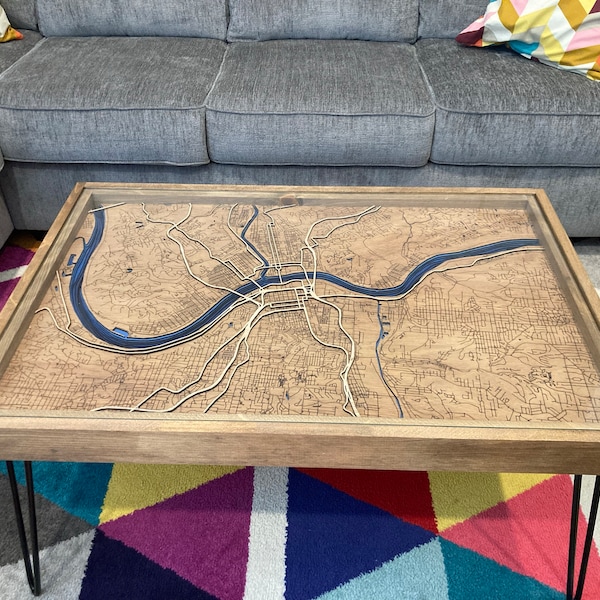 Handcrafted City Map Coffee Table - 100% Made in the USA. Choose Your ...