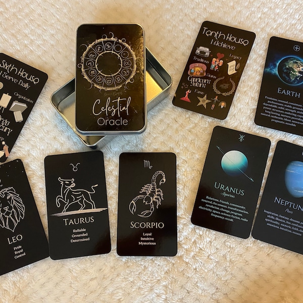 Celestial Oracle Deck (tarot Size) Astrology Oracle Cards - Zodiac ...