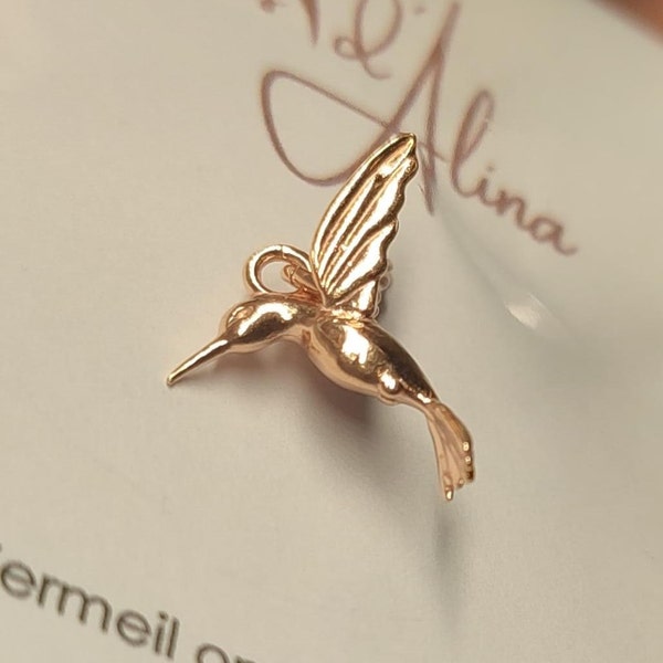 Hummingbird Earrings Dangle Sterling Silver & Rose Gold, Bird Earrings ...