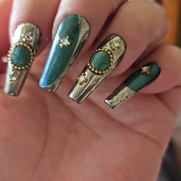 Reusable Enchanted Blooms / Handmade Nails / Faux Nails / Luxury Nails ...