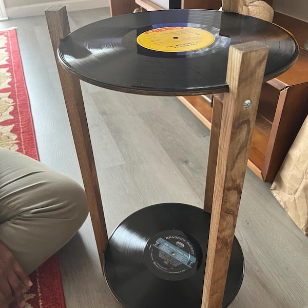 Record Table, Two Shelf LP Retro Record Side Table, Plant Stand - Etsy