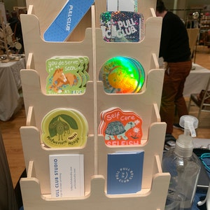 8 Pocket 4 Width, Sticker Display Rack With U Cuts, Wooden Countertop ...