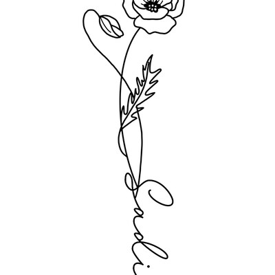 Custom Name Extended Stem Birth Flower Birth Flower Gift Tattoo ...