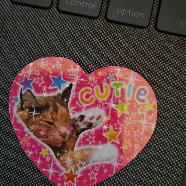 Y2K Cat Sticker Kitty Heart Sparkly Glitter Rainbow Stars Kawaii - Etsy