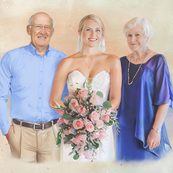 Custom Memorial Drawing, Add Deceased Loved One, Family Portrait ...