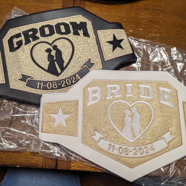 Bride & Groom Wrestling Belt | Personalized Custom Wedding Championship ...