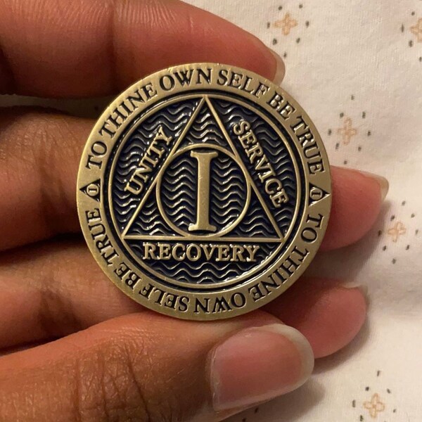 1 2 3 4 5 6 7 8 9 or 10 Year AA Medallion Antique Bronze and Blue ...