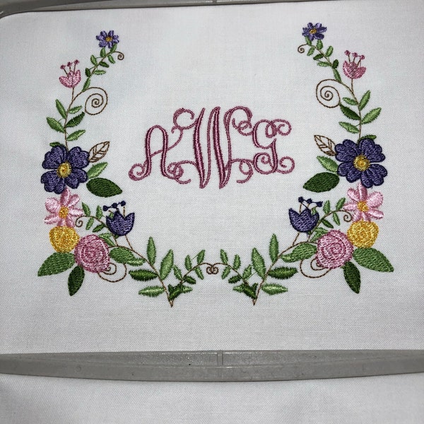 Monogram Frame Embroidery Designs - Flower Wreath Machine Embroidery ...