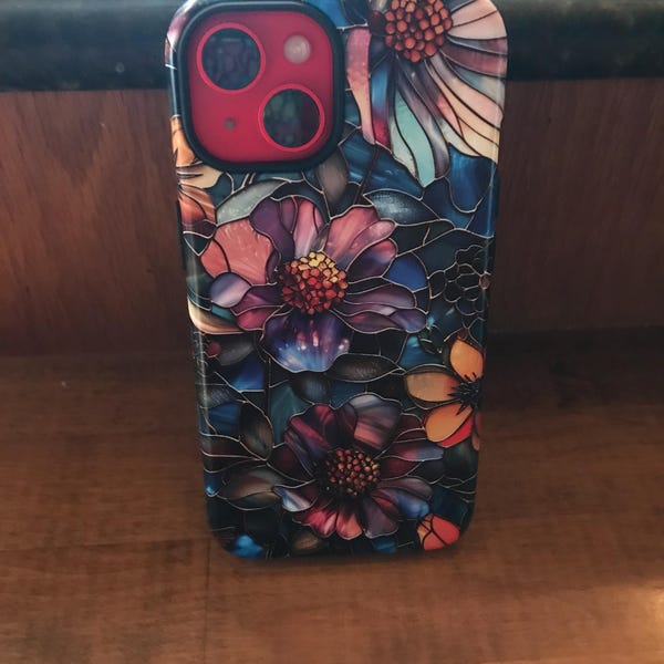 Artisan Stained Glass Orchid Phone Case iPhone 16 15 14 13 12 11 Pro ...