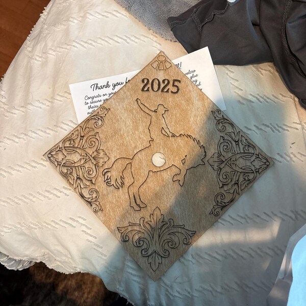 Personalized Cowhide Graduation Cap Topper, Custom Graduation Cap ...
